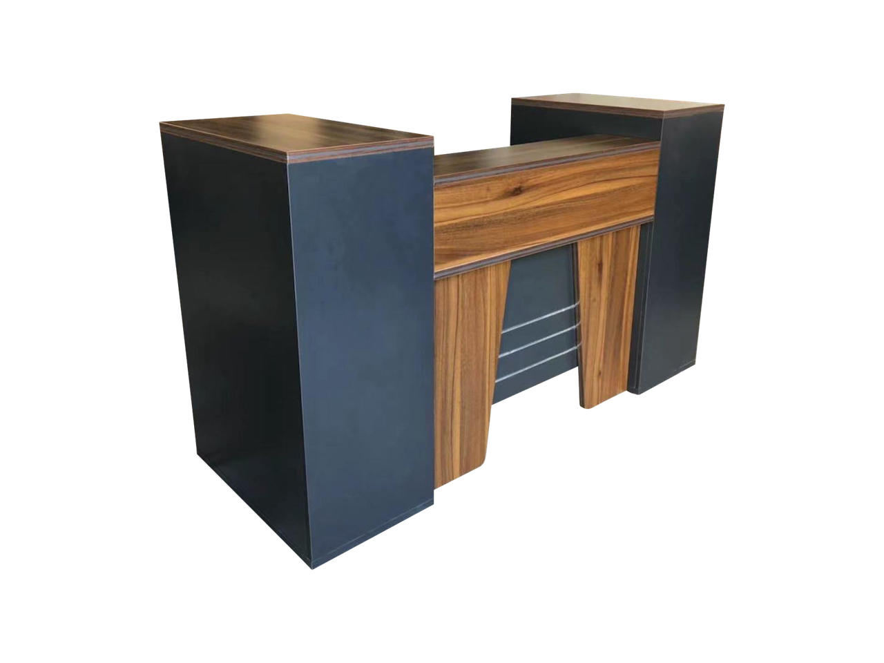 Reception Desk Dark Walnut & Iron Grey - Alhamd Smartliving